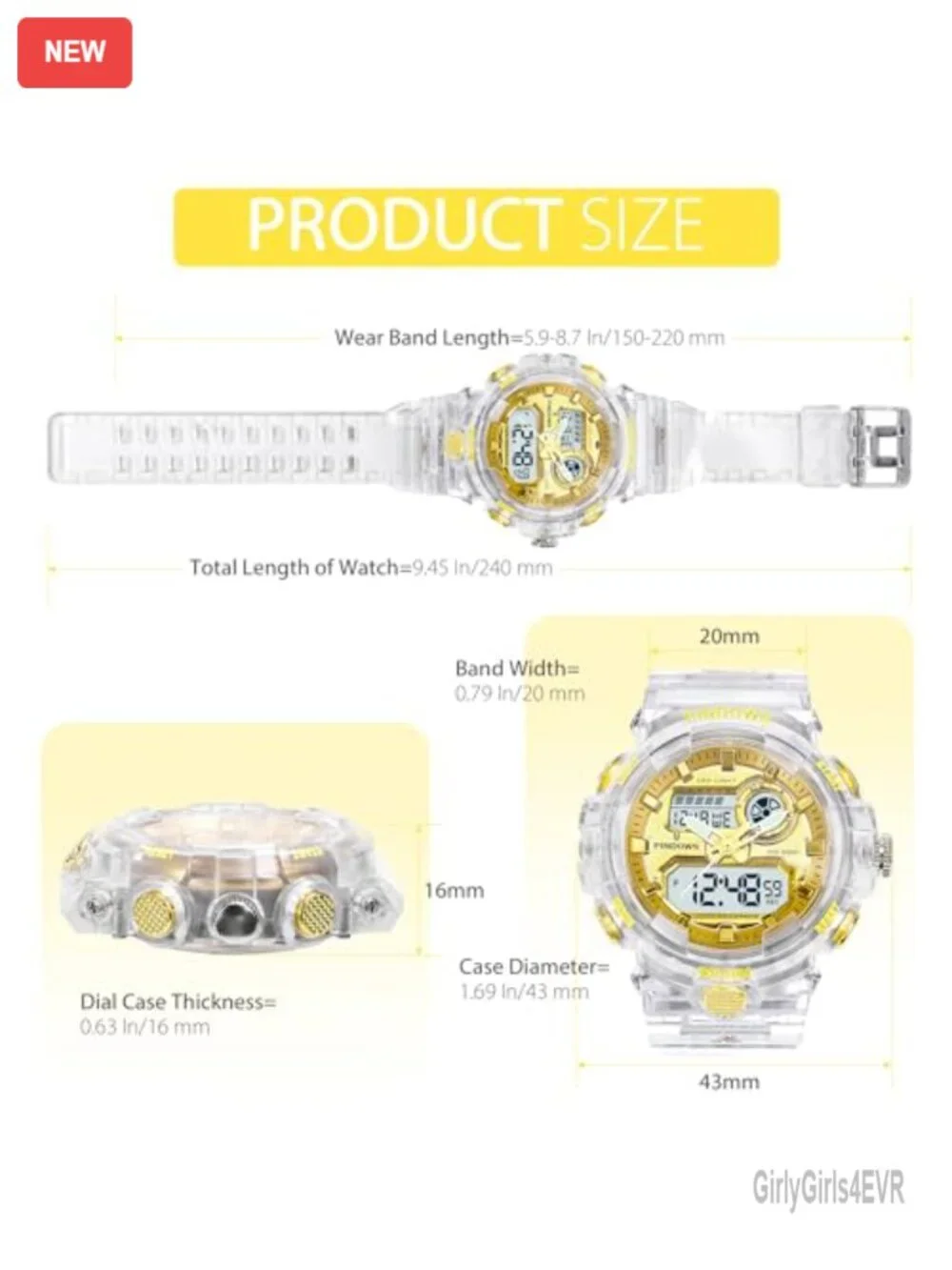 Accessories | Womens Digital Sports Watch With 7 Color Led Light Alarm ...